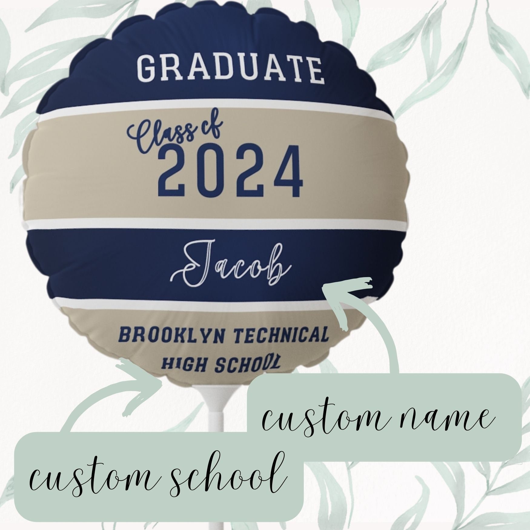 Custom Graduation Balloon, Grad Party Decor, High School Grads ...