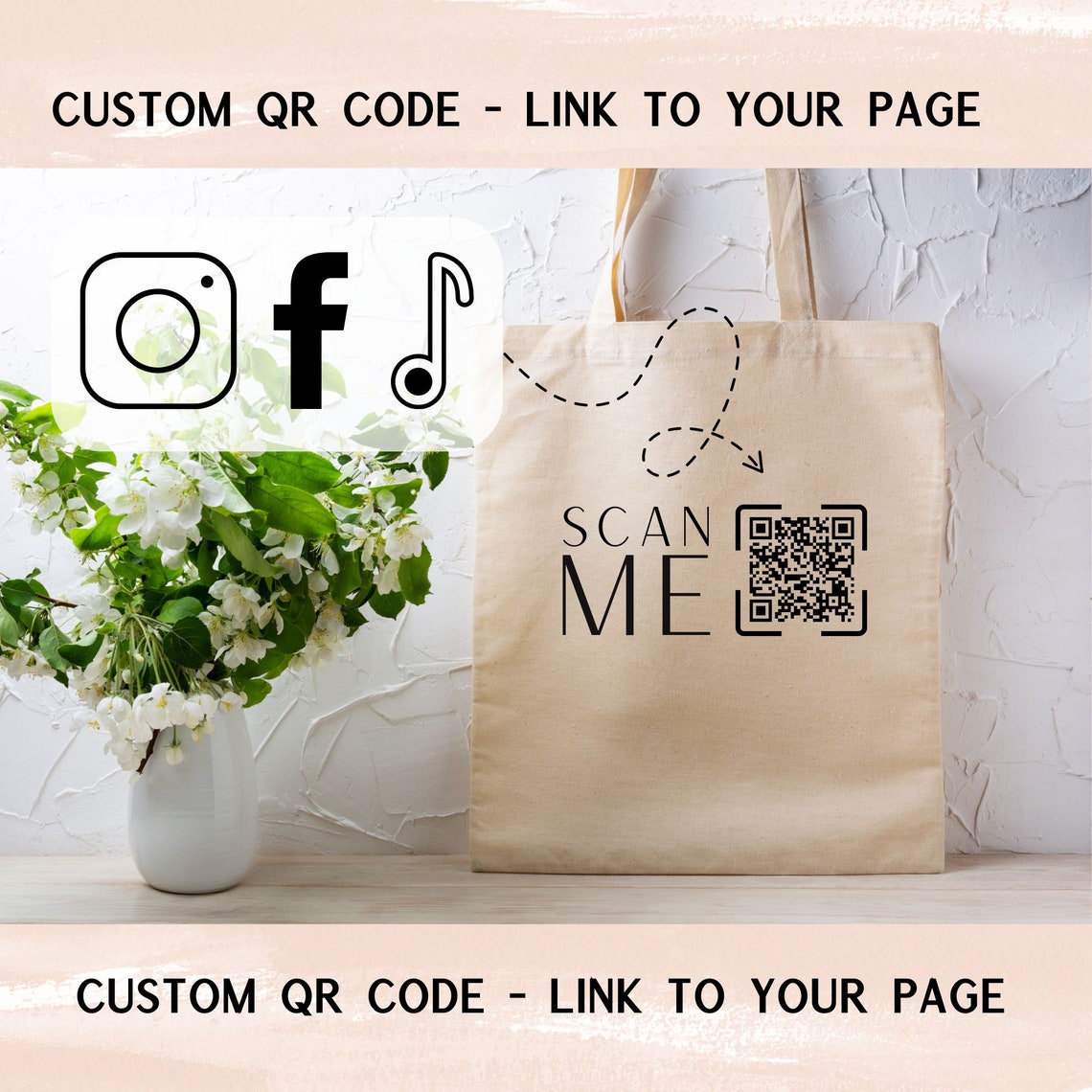 Custom QR Code Tote Bag, Interactive Social Media Promotion, Simplify ...