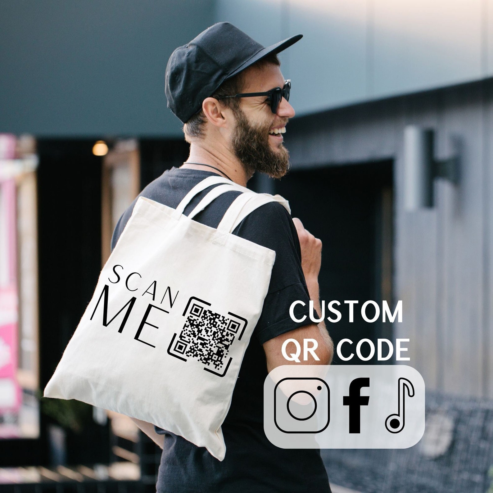 Custom QR Code Tote Bag, Interactive Social Media Promotion, Simplify ...