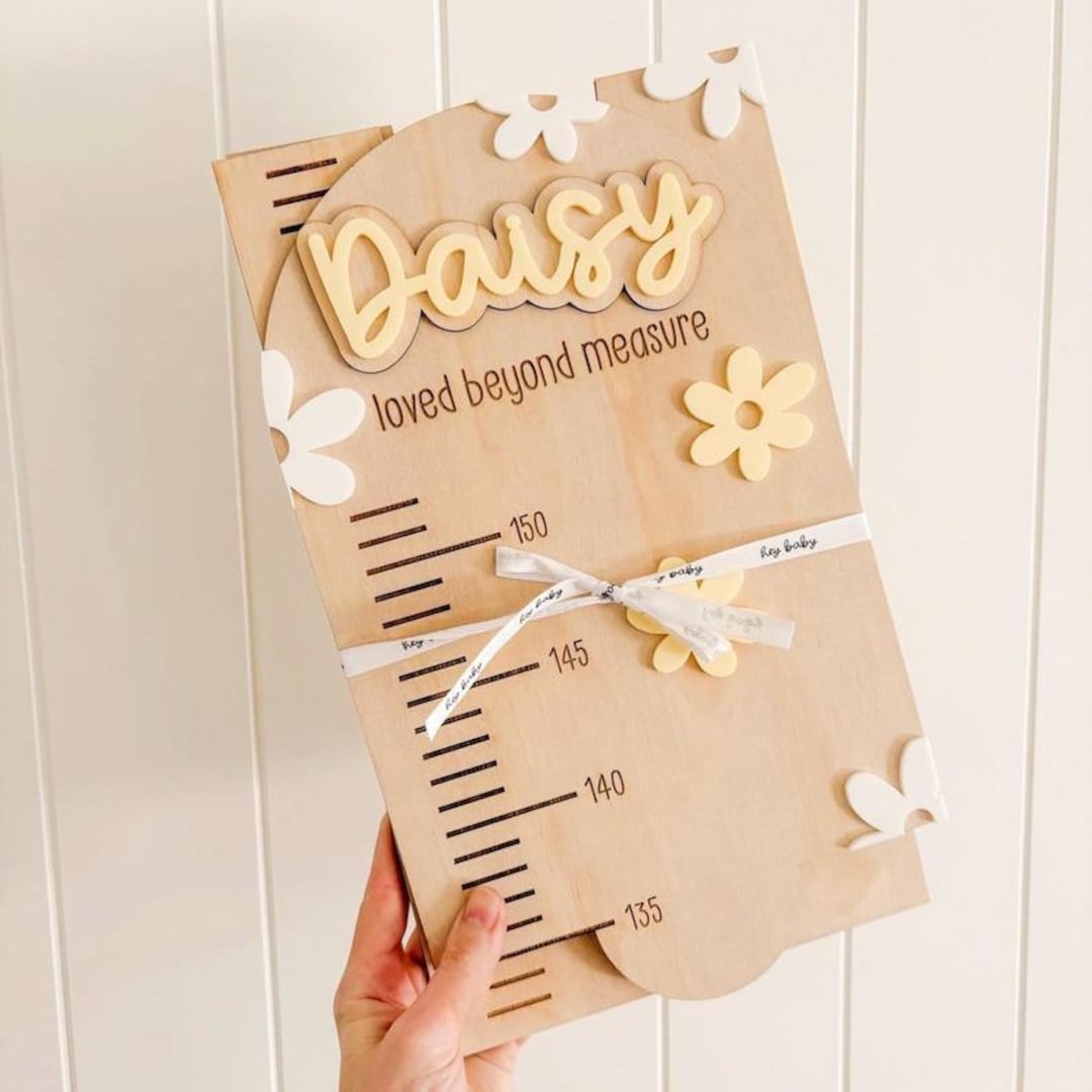 Personalised Growth Chart FIELD OF DAISIES Girls Room Decor Daisy Theme ...