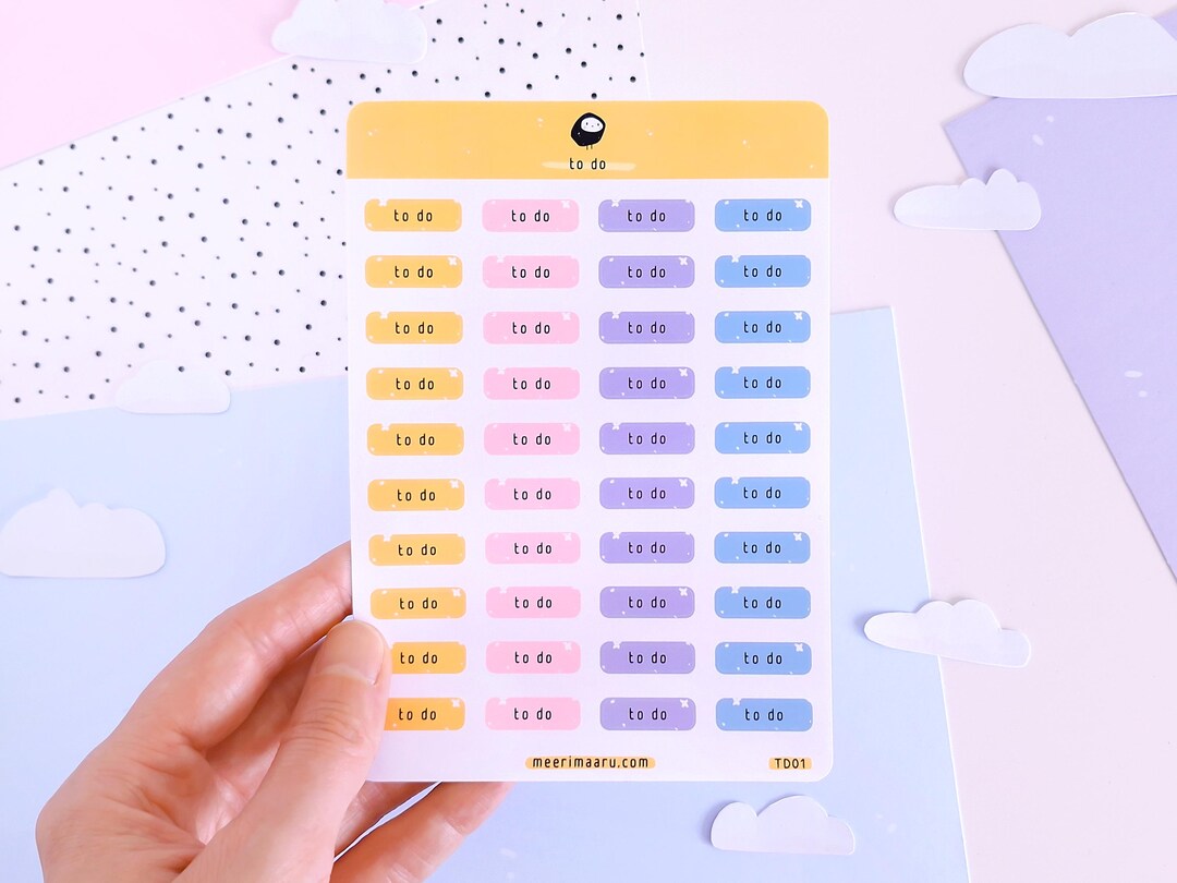 To Do Sticker Sheet, A6 Size Kiss-cut Planner Stickersheet, Colorful ...