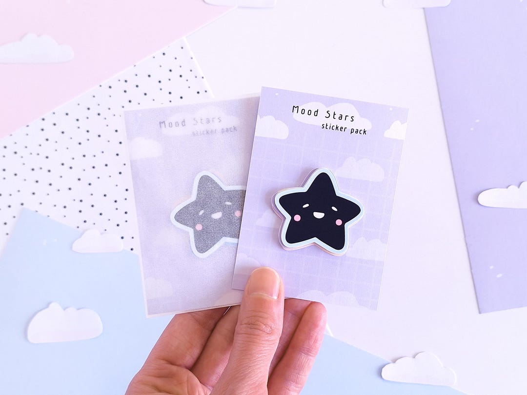 Mood Stars Black Sticker Pack, Set of 10 Black Star Stickers With ...