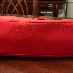RARE! Large Coral Red Leather Satchel / Shoulder Bag / Crossbody ...