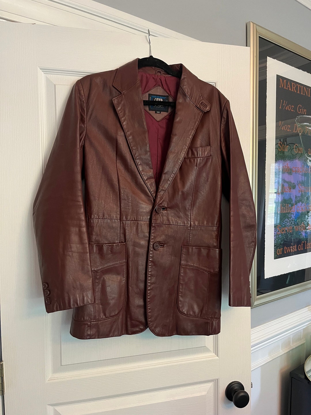 Vintage 1970s OUI Leather Jacket Womans Size 38. Oxblood Leather Blazer ...