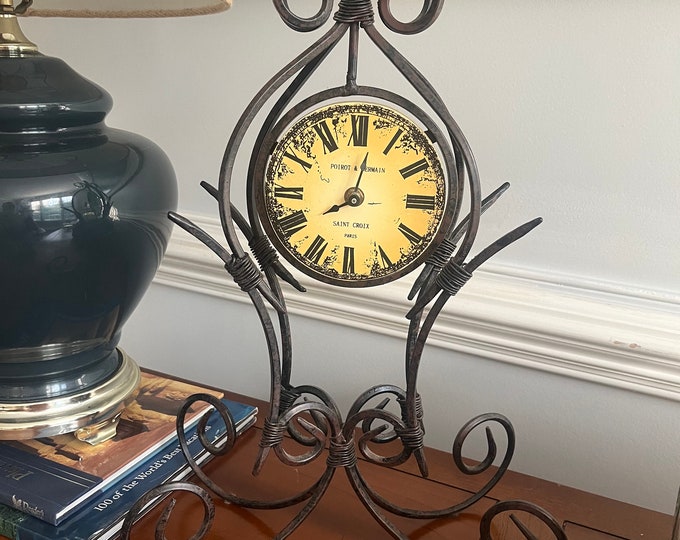 Vintage Wrought Iron Mantle Clock Poirot & Germain St. Croix Paris. 18 ...