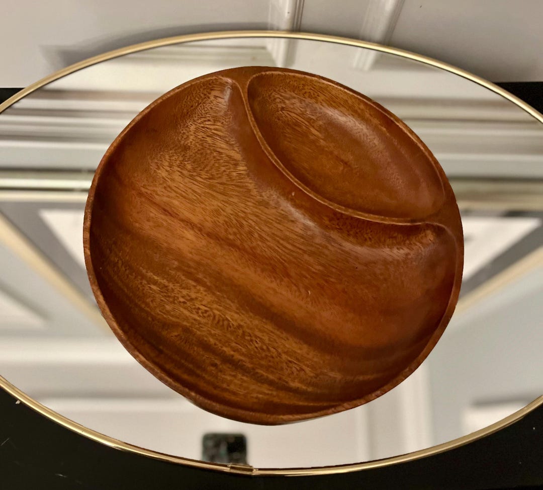 Vintage Acacia Wood Divided Serving Plate. Charcuterie Platter 2section ...