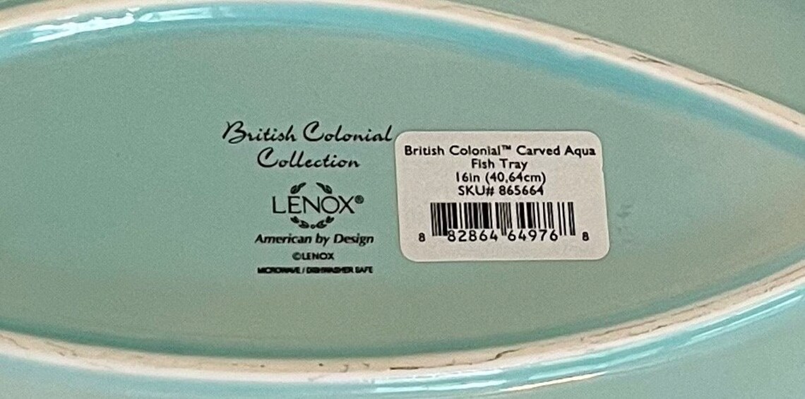 Lenox Fish Tray, British Colonial Collection Carved Aqua. 16 Porcelain ...