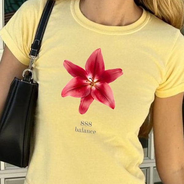 Orange Hibiscus Baby Tee, Tropical Flower Trendy Tee, Summer Floral Top ...