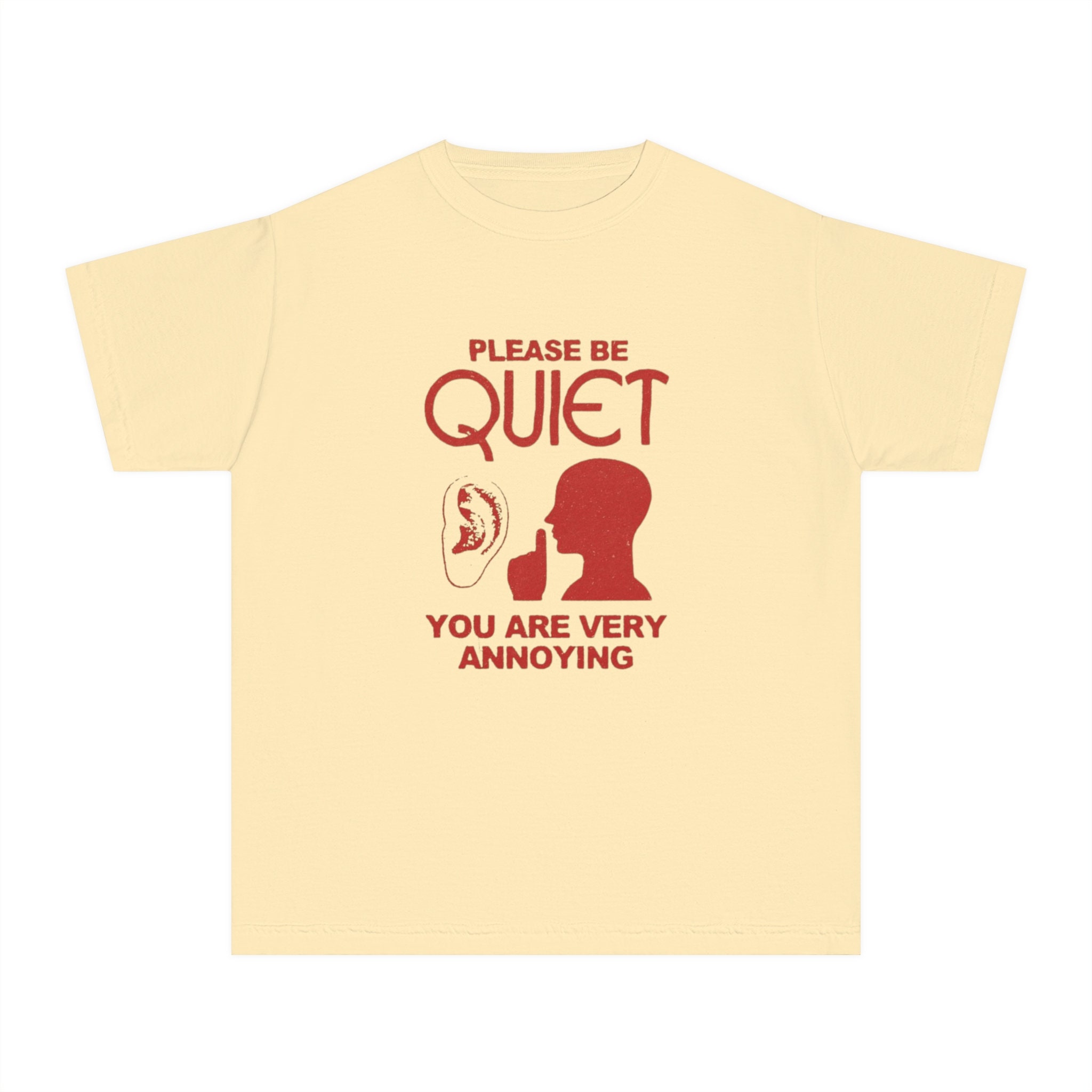 Please Be Quiet Baby Tee, Cute Vintage Tee, Red Print Tshirt, Retro ...