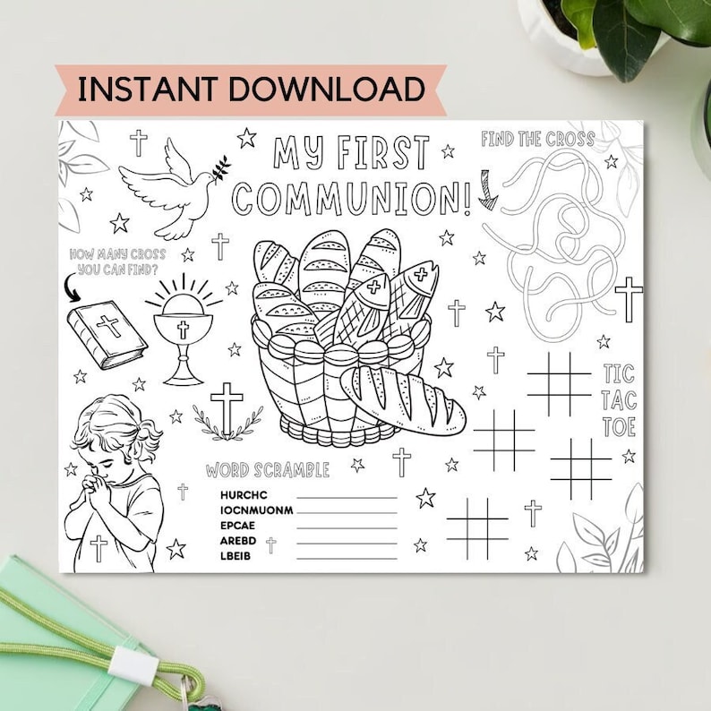 First Communion Activity Page | Communion Colouring Placemat ...