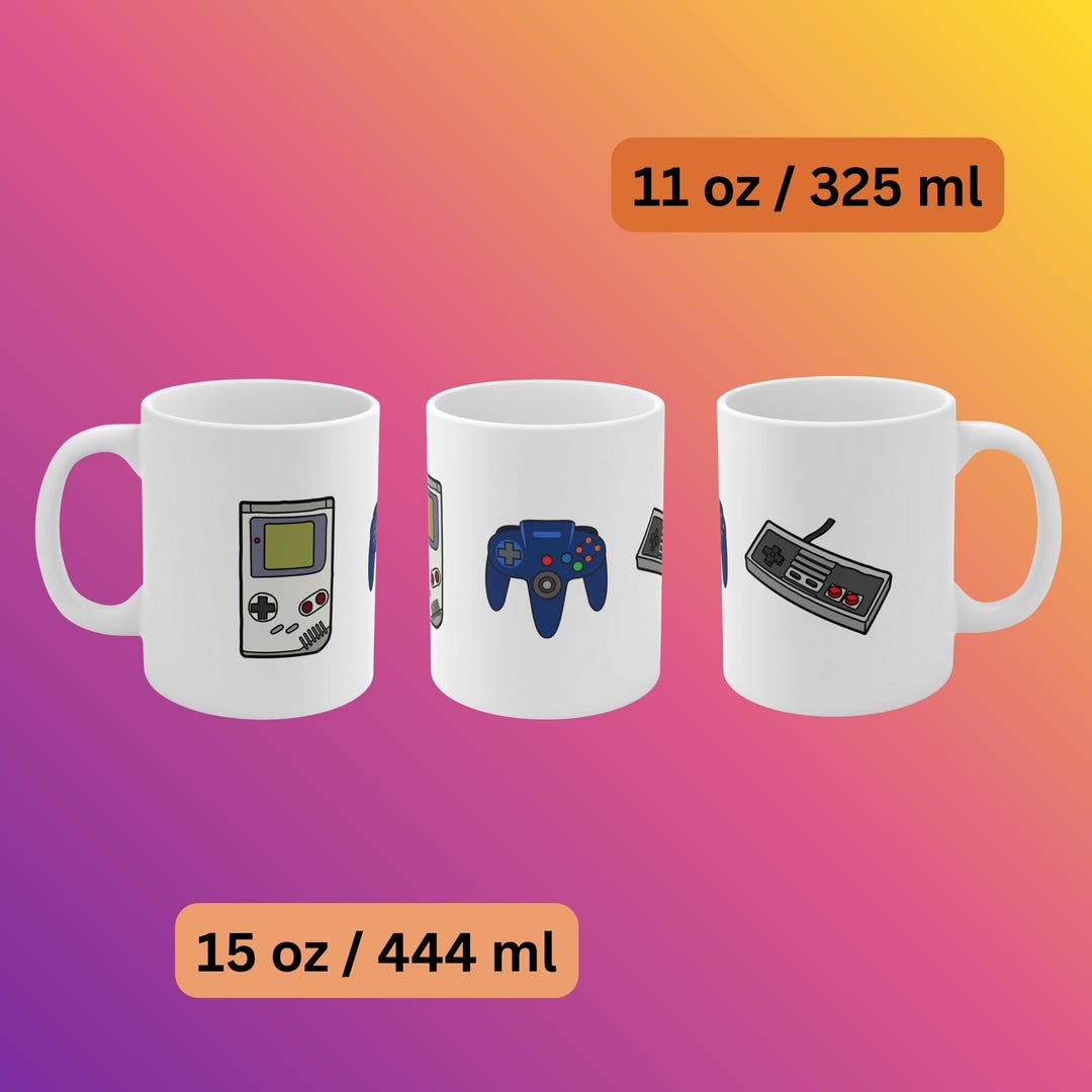 Gaming Mug, Retro Video Game Coffee Cup, Gamer Gift, Control Console ...