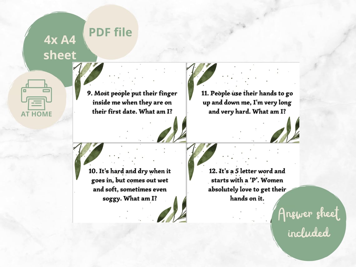 Printable Rude Riddles Card Games Girlsnight L Digital PDF Download ...