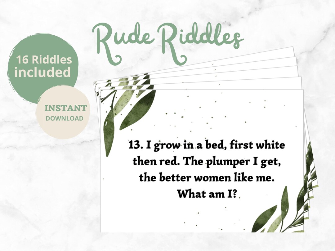 Printable Rude Riddles Card Games Girlsnight L Digital PDF Download ...