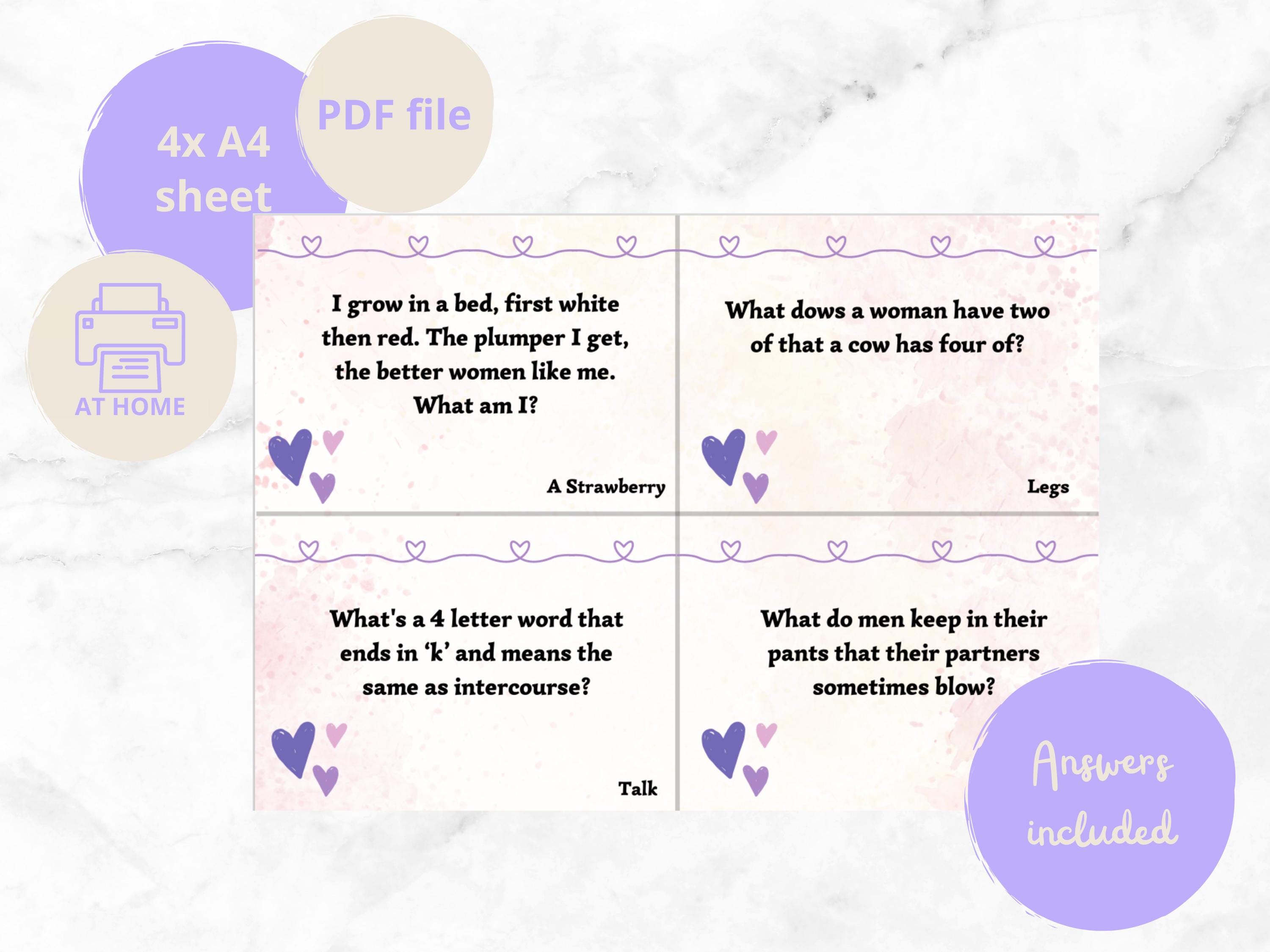 Printable Dirty Minds Riddle Game Girlsnight L Digital PDF Download ...