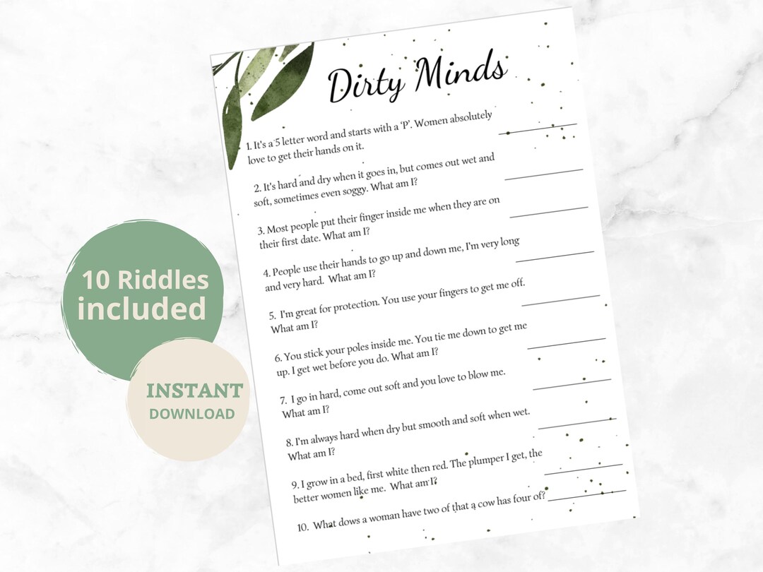Printable Dirty Minds Riddle Game Girlsnight L Digital PDF Download ...