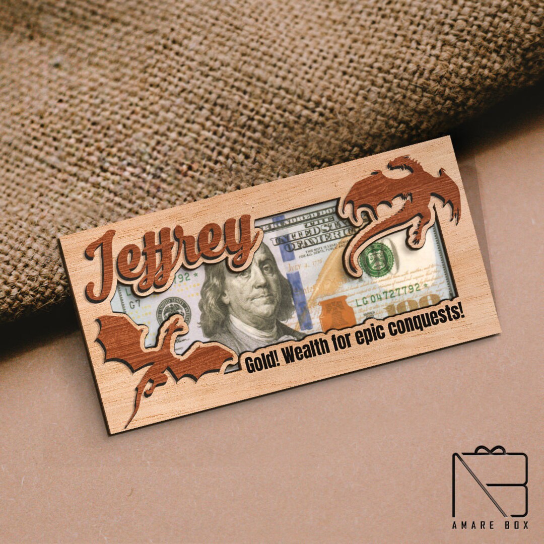 Amare Box Personalized Wood Money Holder 7x3.5, Flying Dragon Cash ...