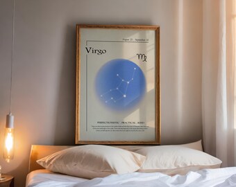 Virgo Wall Art, Zodiac Poster, Virgo Gift, Star Sign Decor, Zodiac Aura ...