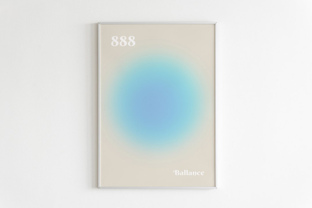 Blue Aura Angel Number 888 Art Print, 888 Gradient Poster, Balance, 888 ...