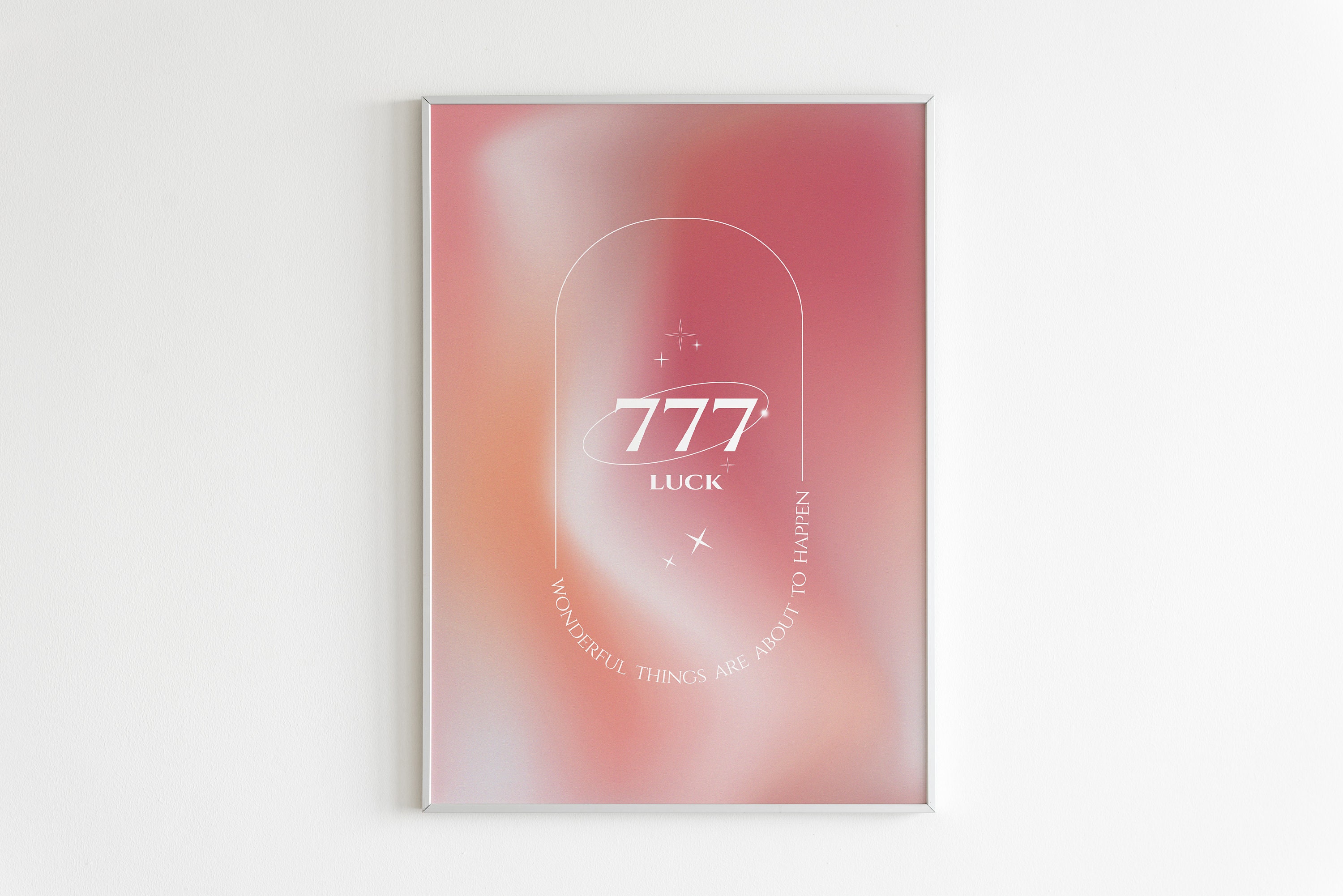 Angel Numbers Aura Poster, 777 Poster, Green Gradient Art Print ...