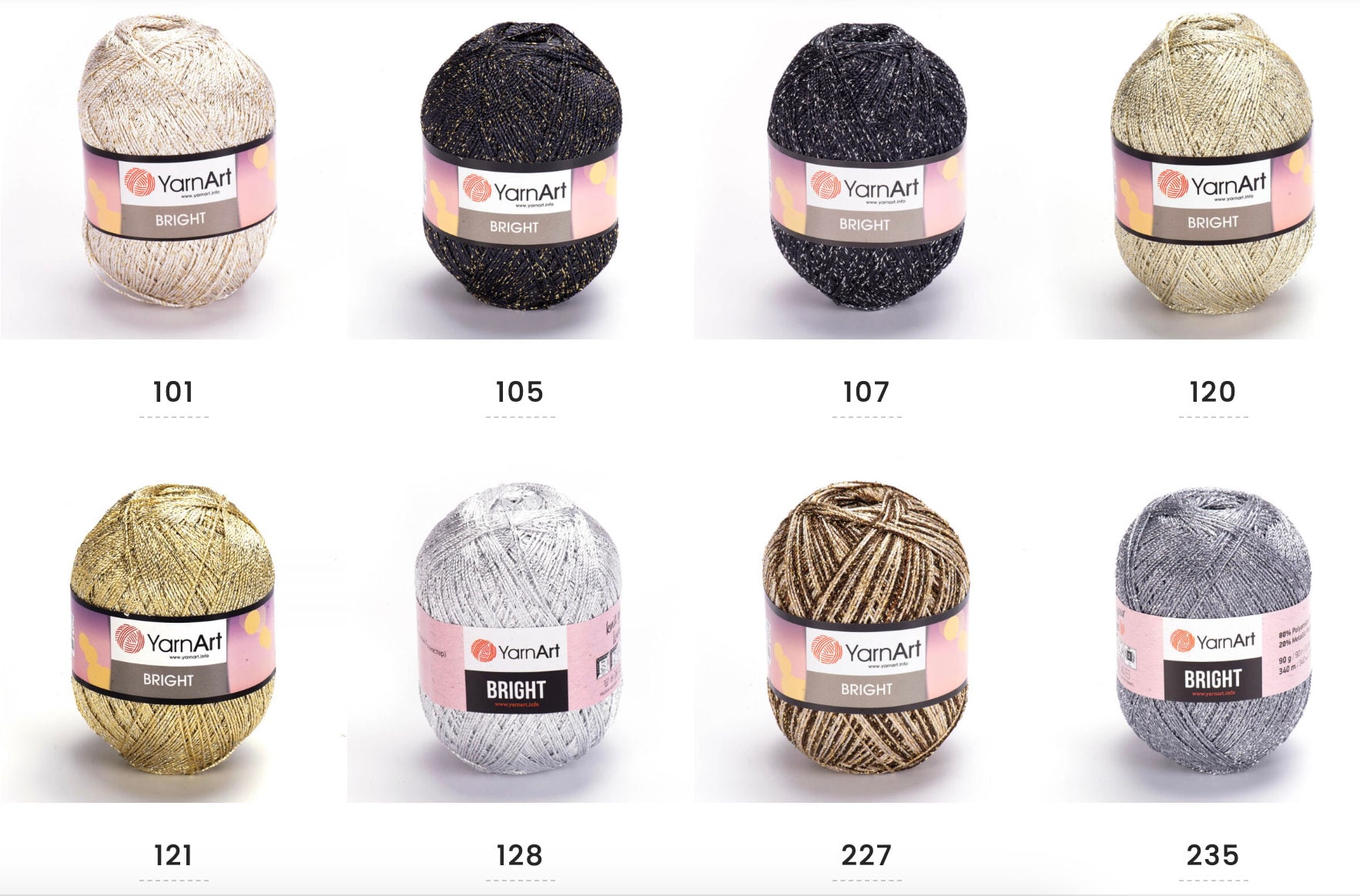 YARNART BRIGHT Glittery Knitting Yarn, 80% Polyamide, Crochet Yarn ...