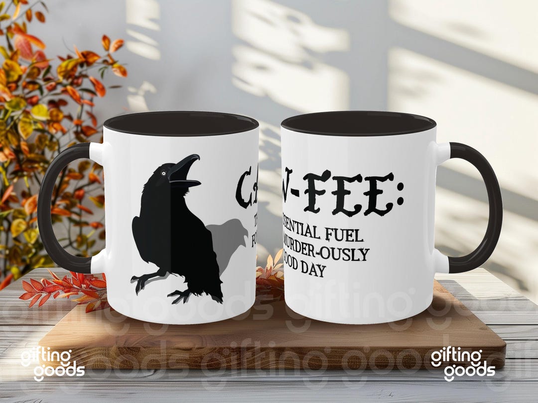 Crow Coffee Mug - Cawfee Raven Coffee Cup, Crow Gifts, Crow Lover Gift ...