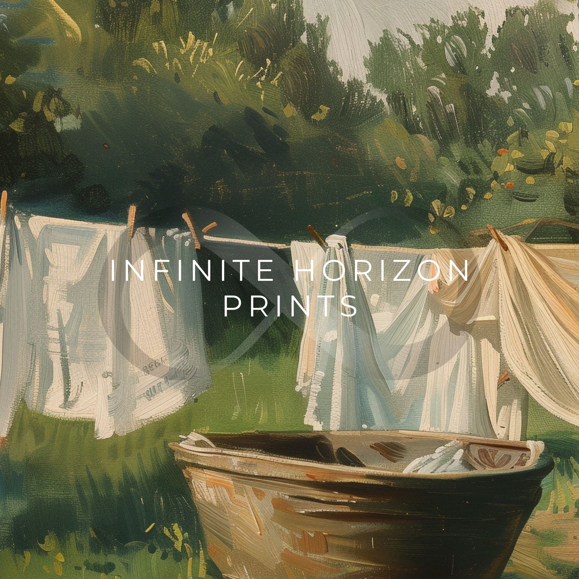 Vintage Clothsline & Wooden Tub Laundry Room Art | Printable Digital ...