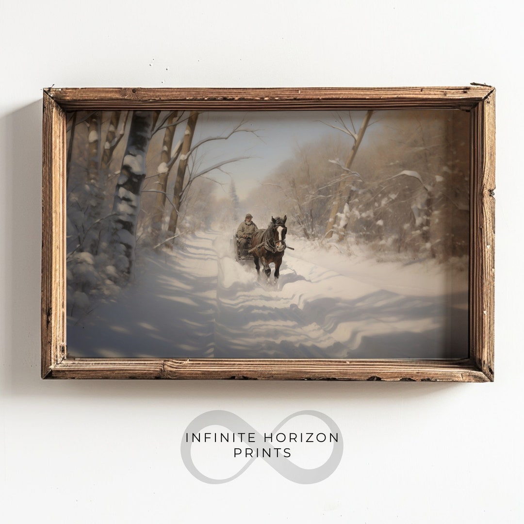 Vintage Winter Rustic Sleigh Ride Printable Digital Download Art PC: A ...