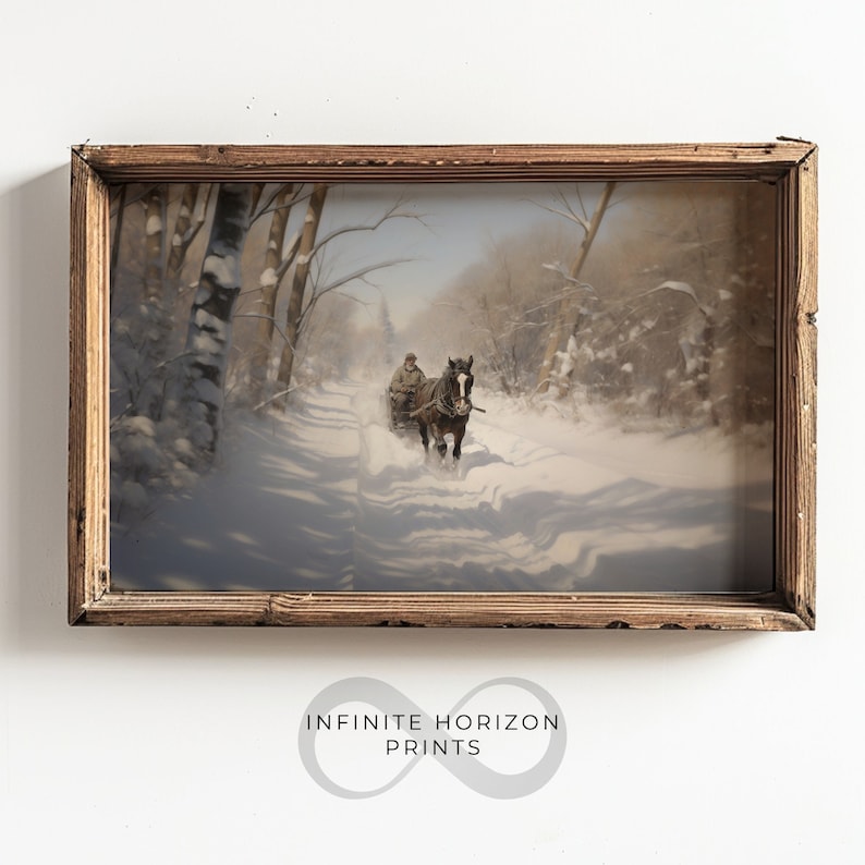 Vintage Winter Rustic Sleigh Ride Printable Digital Download Art PC: A ...