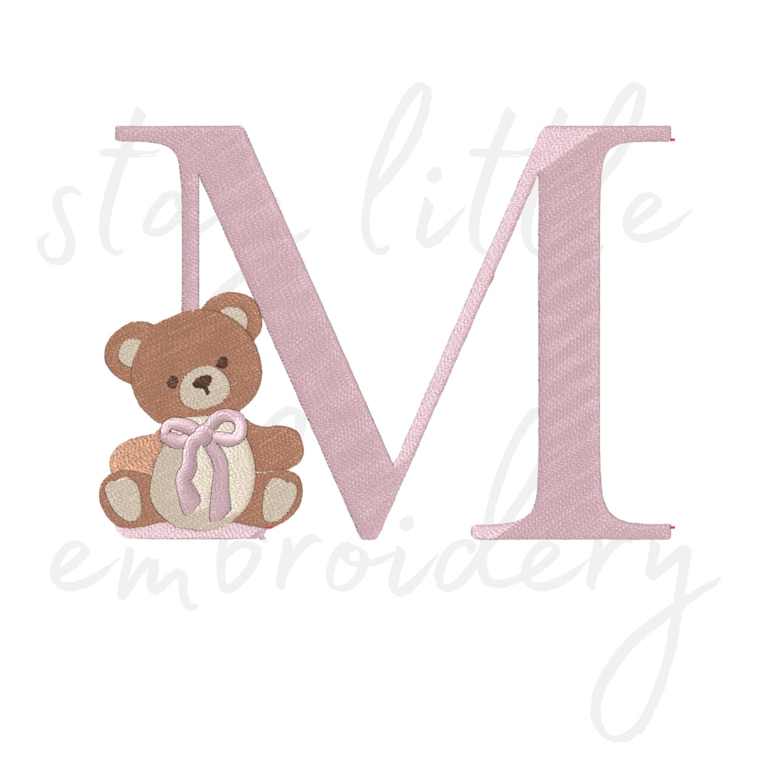 Cute Bear Letter M Embroidery Design – Baby Initial (digital Download ...