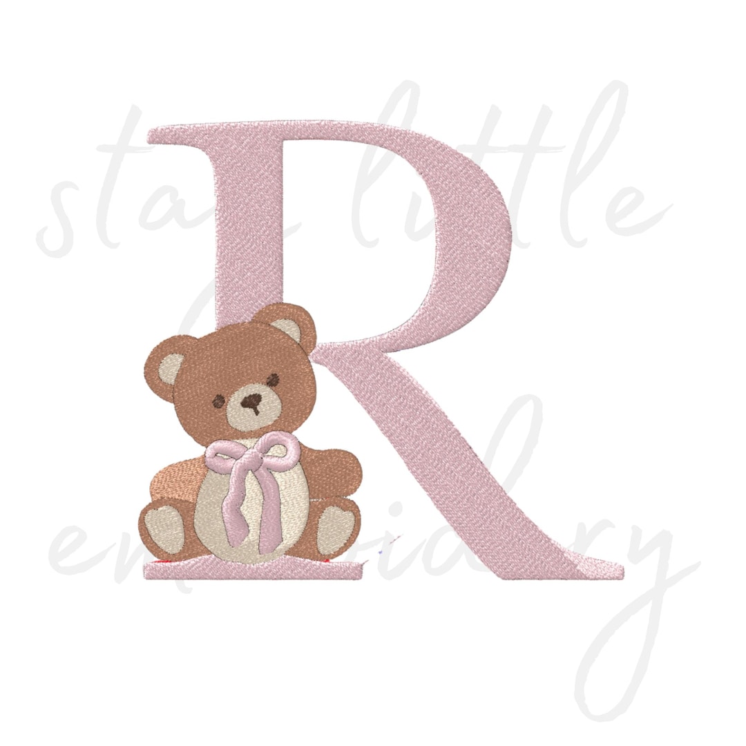 Bear Letter R Embroidery Design: Baby Initial (digital Download) - Etsy