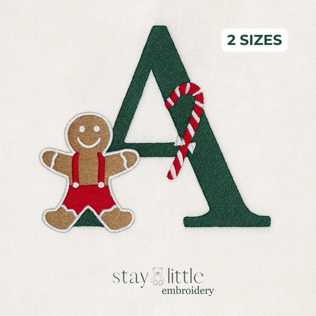 Letter A Gingerbread Man Embroidery Design | Christmas Alphabet (PES ...