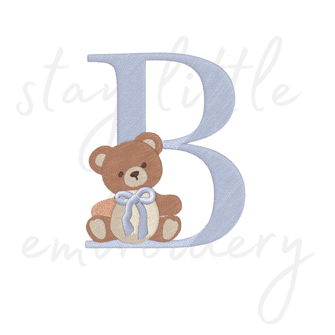Letter B Bear Embroidery Design: Baby Monogram (85mm) (digital Download ...