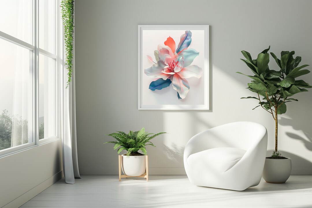 Floral Pastel Wall Decor, Set of 12 Prints, Flower for Living Room ...