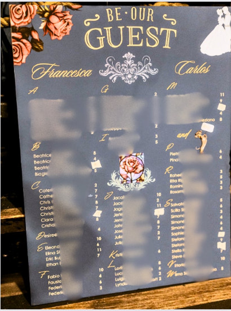Printed Wedding Seating Chart | Personalized Guest List and Seating ...