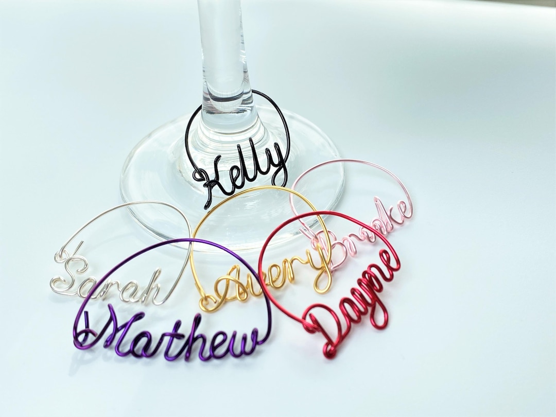 Custom Wire Name Wine Charms,personalized Wine Glass Tags,drink Name ...