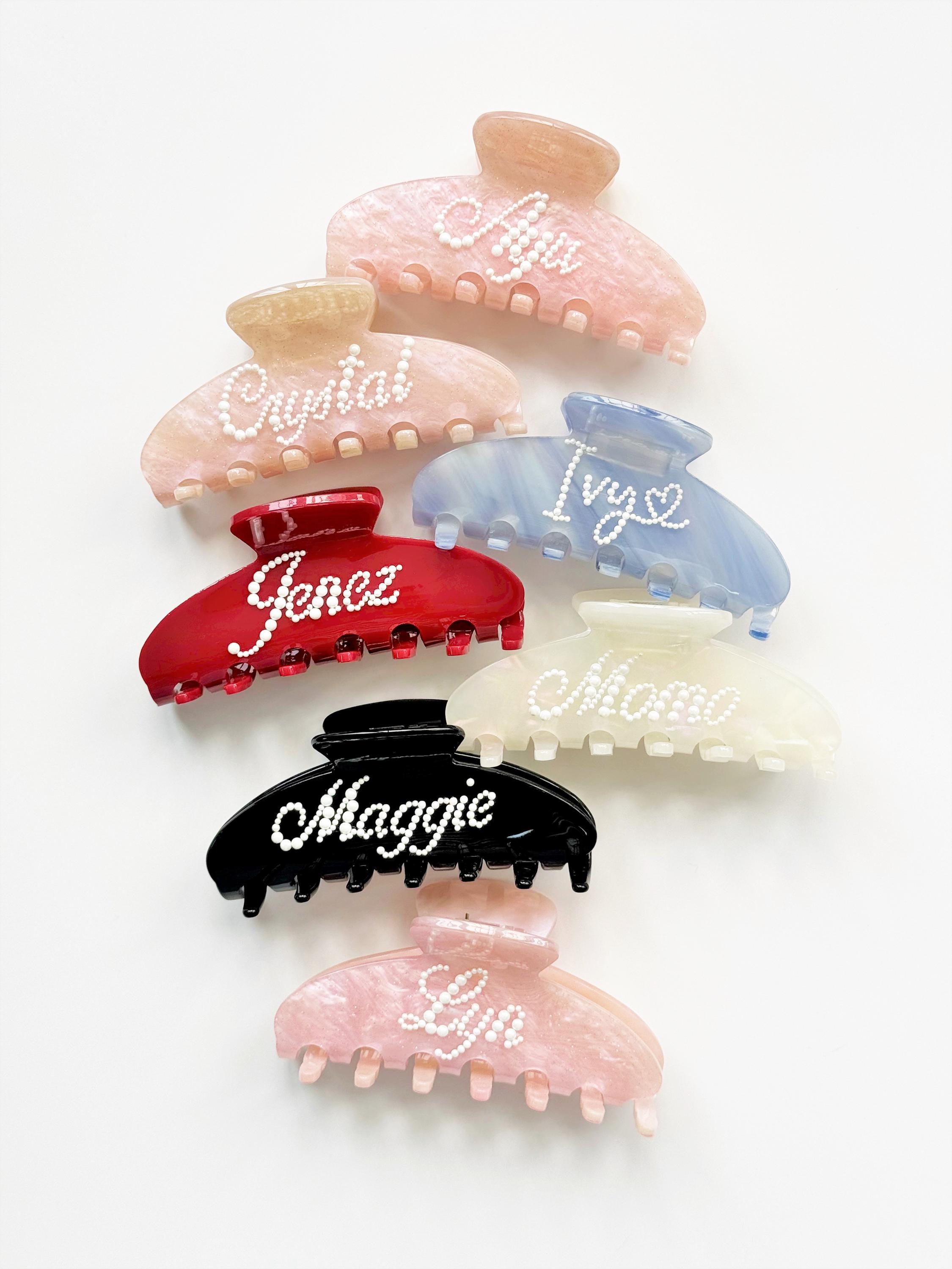 Personalized Hair Claw Clip, Custom Name Hair Jewelry, Diamond Names ...