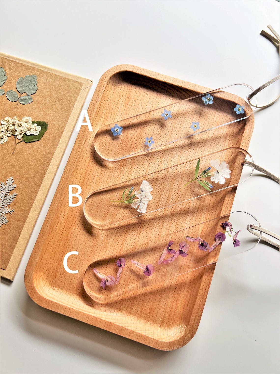 Set of 3,nature Botanical Bookmarks,wildflower Bookmark,real Dried ...
