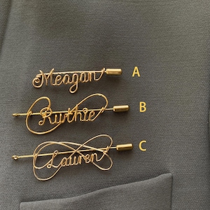 Personalized Gold Brooches, Custom Name Pins, Brooch for Special ...