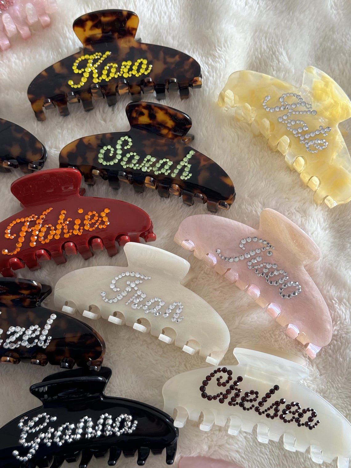 Personalized Hair Claw Clip, Custom Name Hair Jewelry, Diamond Names ...