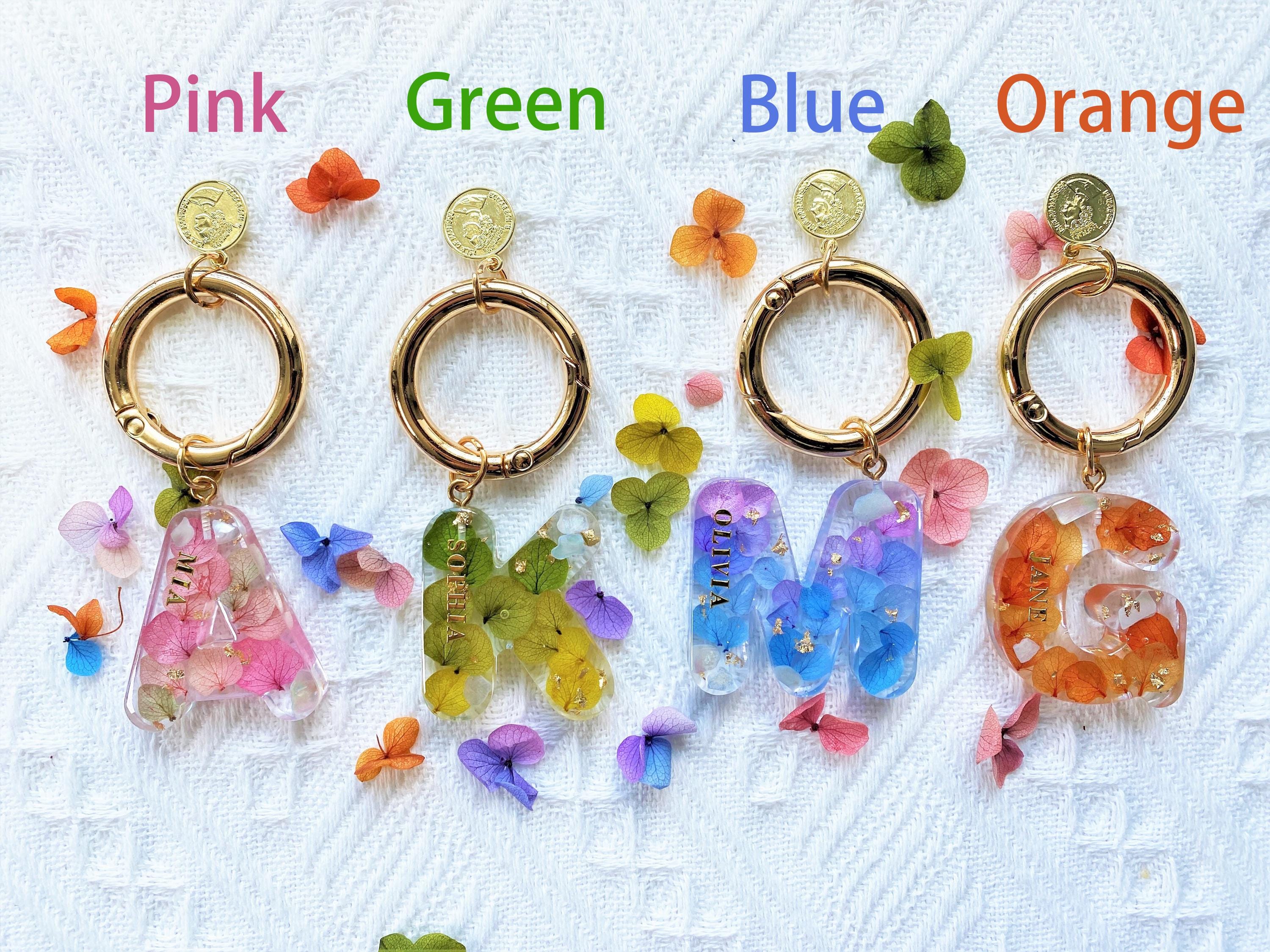 Custom Name Resin Keychain,personalized Name Keychain With Floral ...