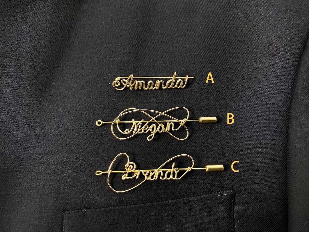 Custom Name Brooches, Elegant Gold Personalized Pins, for Special ...