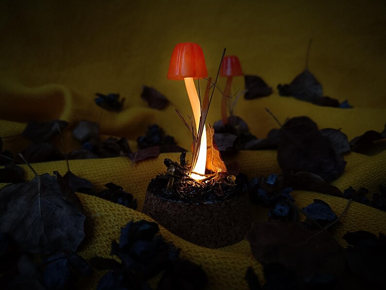 Handmade Orange Yellow Mushroom Lamp,original Design Mushroom Night ...