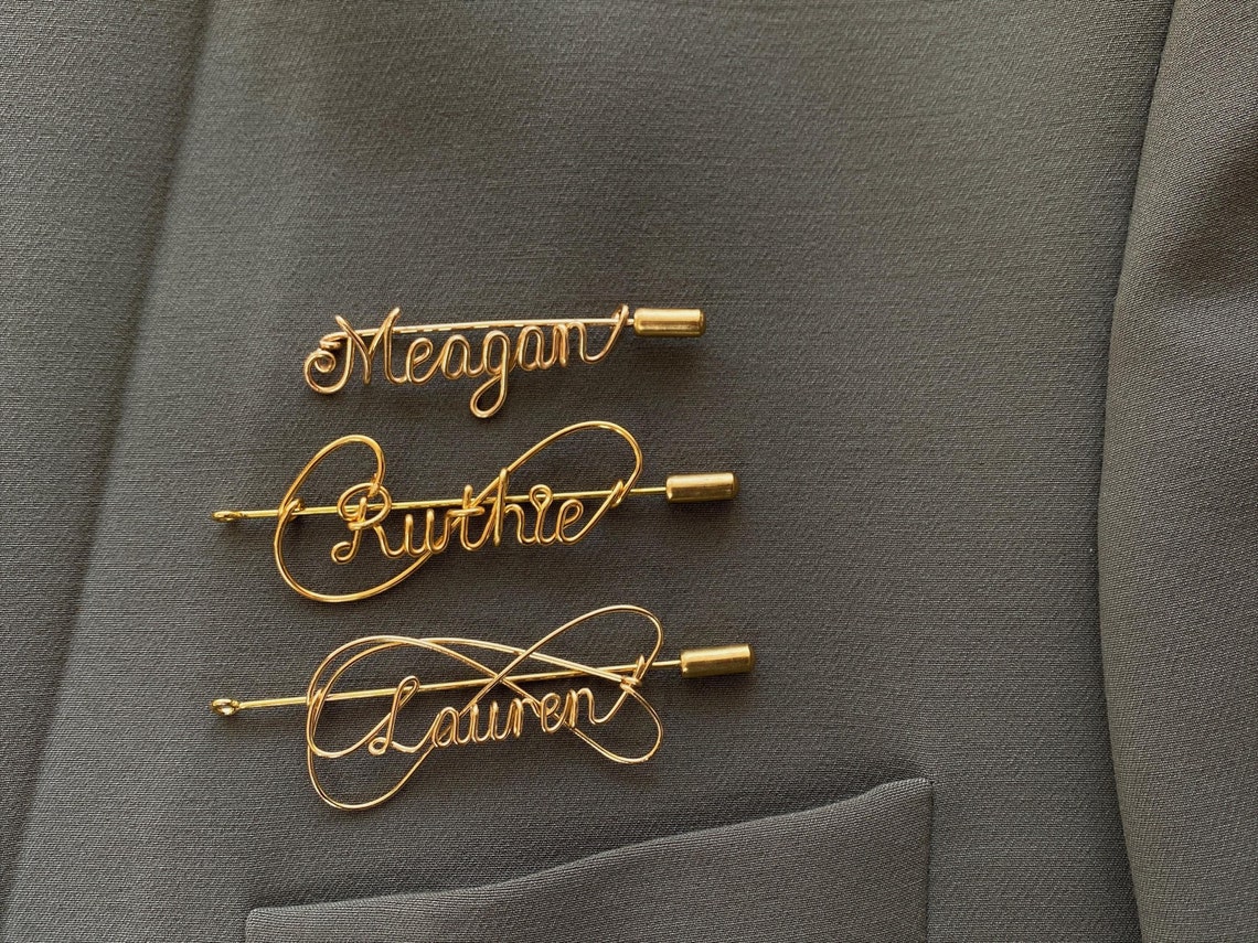 Personalized Gold Brooches, Custom Name Pins, Brooch for Special ...
