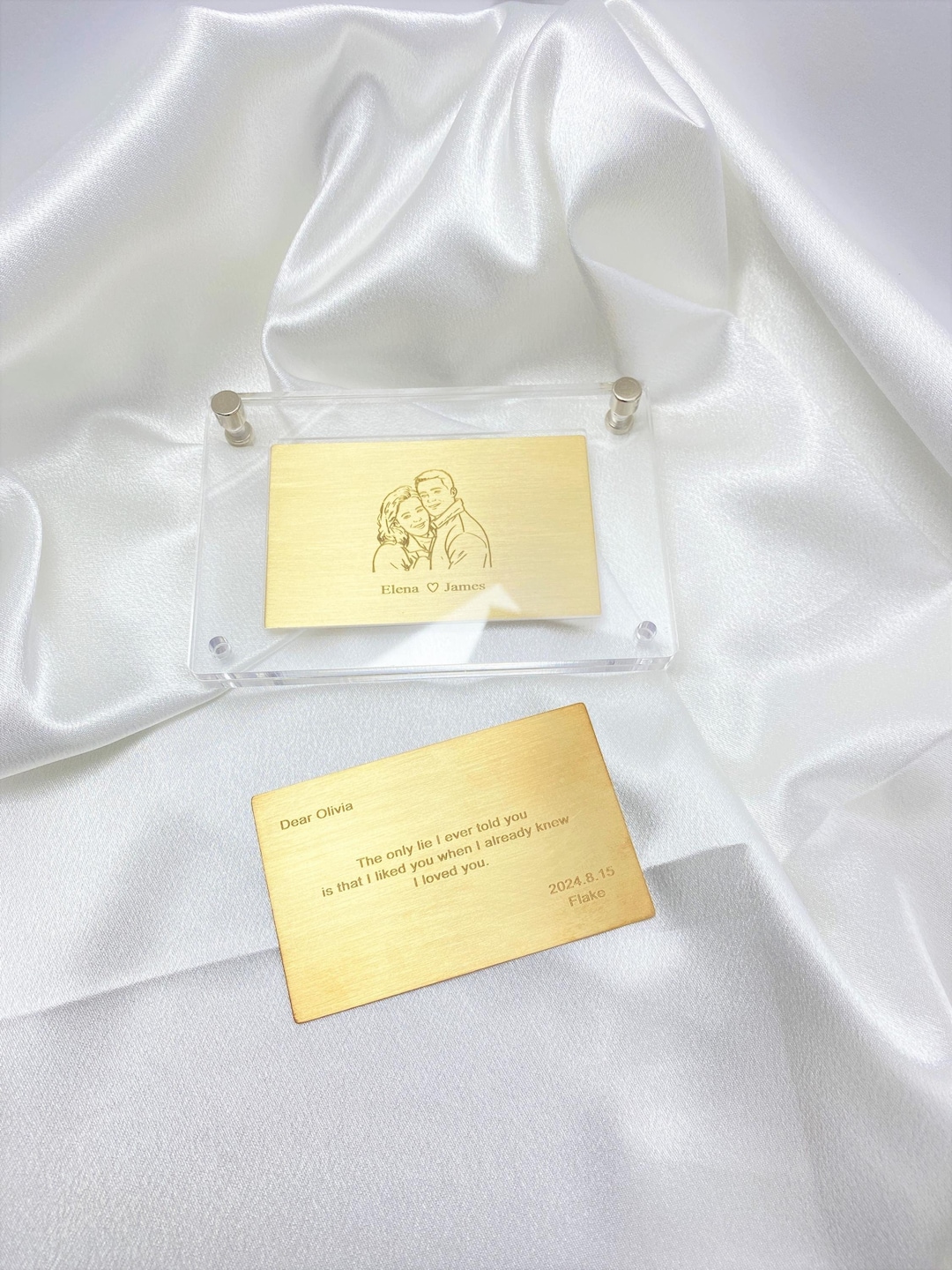 Timeless Personalized Brass Card for Message, Greeting Cards, Custom ...