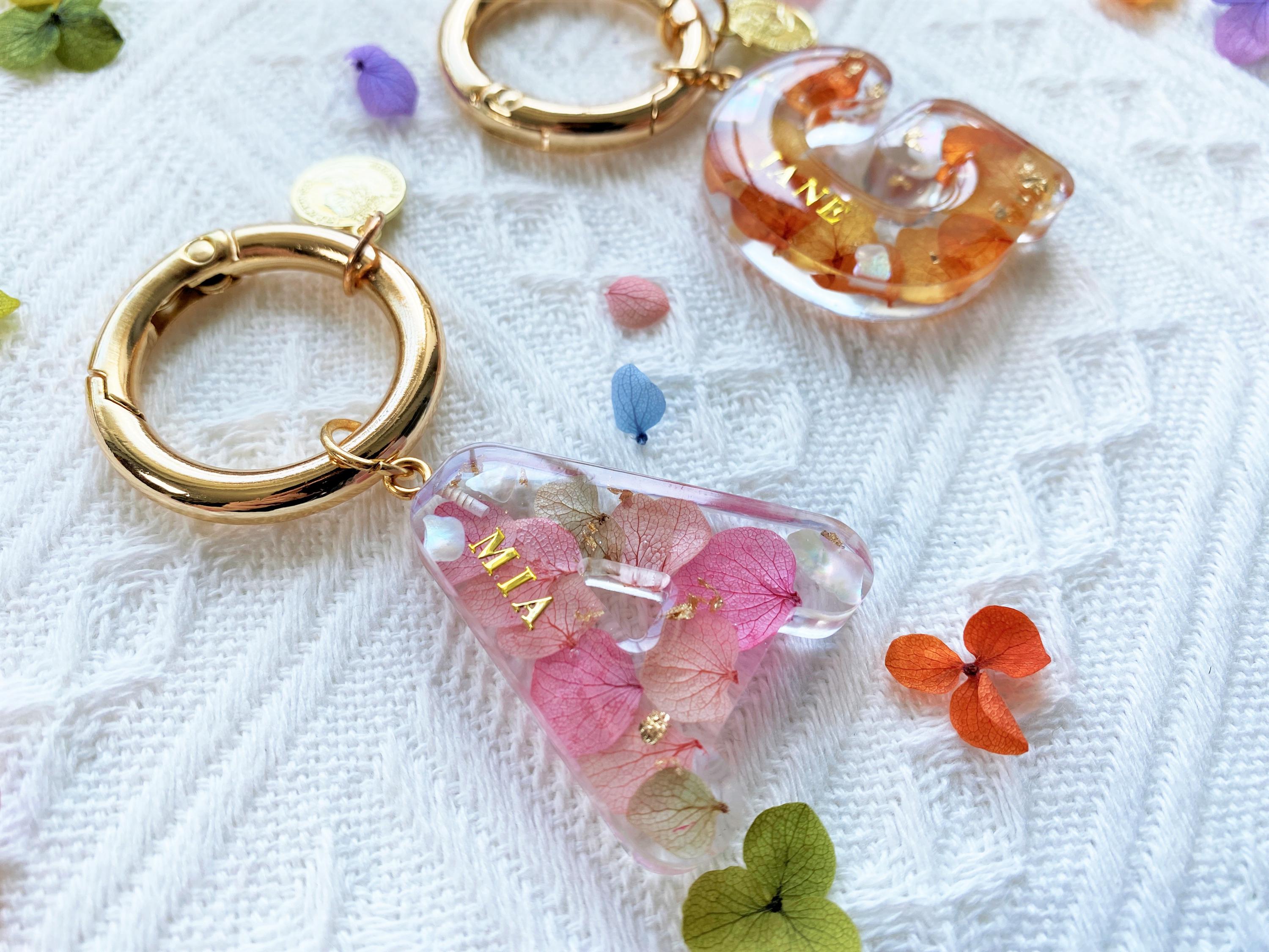 Custom Name Resin Keychain,personalized Name Keychain With Floral ...