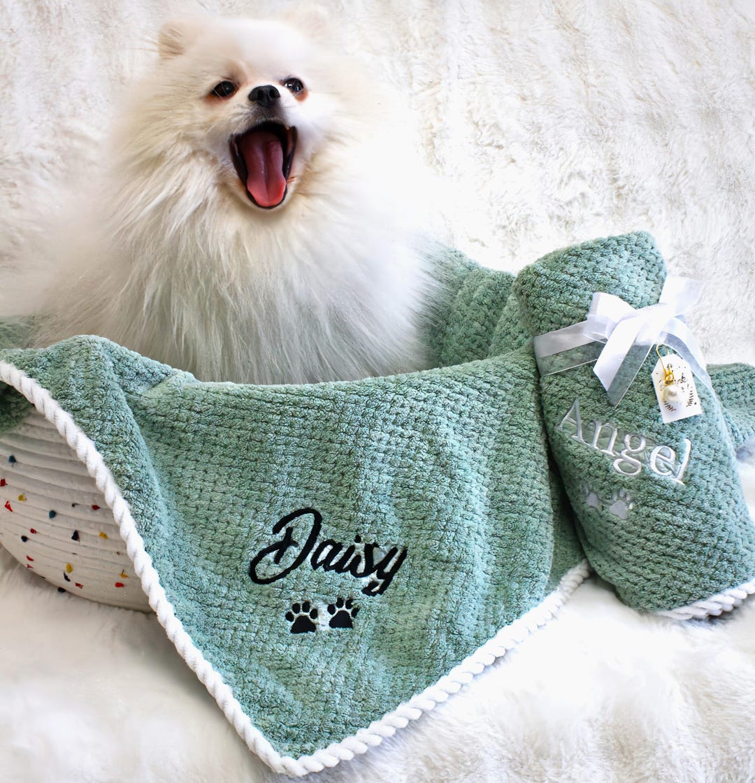 Ultra-soft Personalized Pet Blanket, Custom Embroidered Name Dog Cat ...