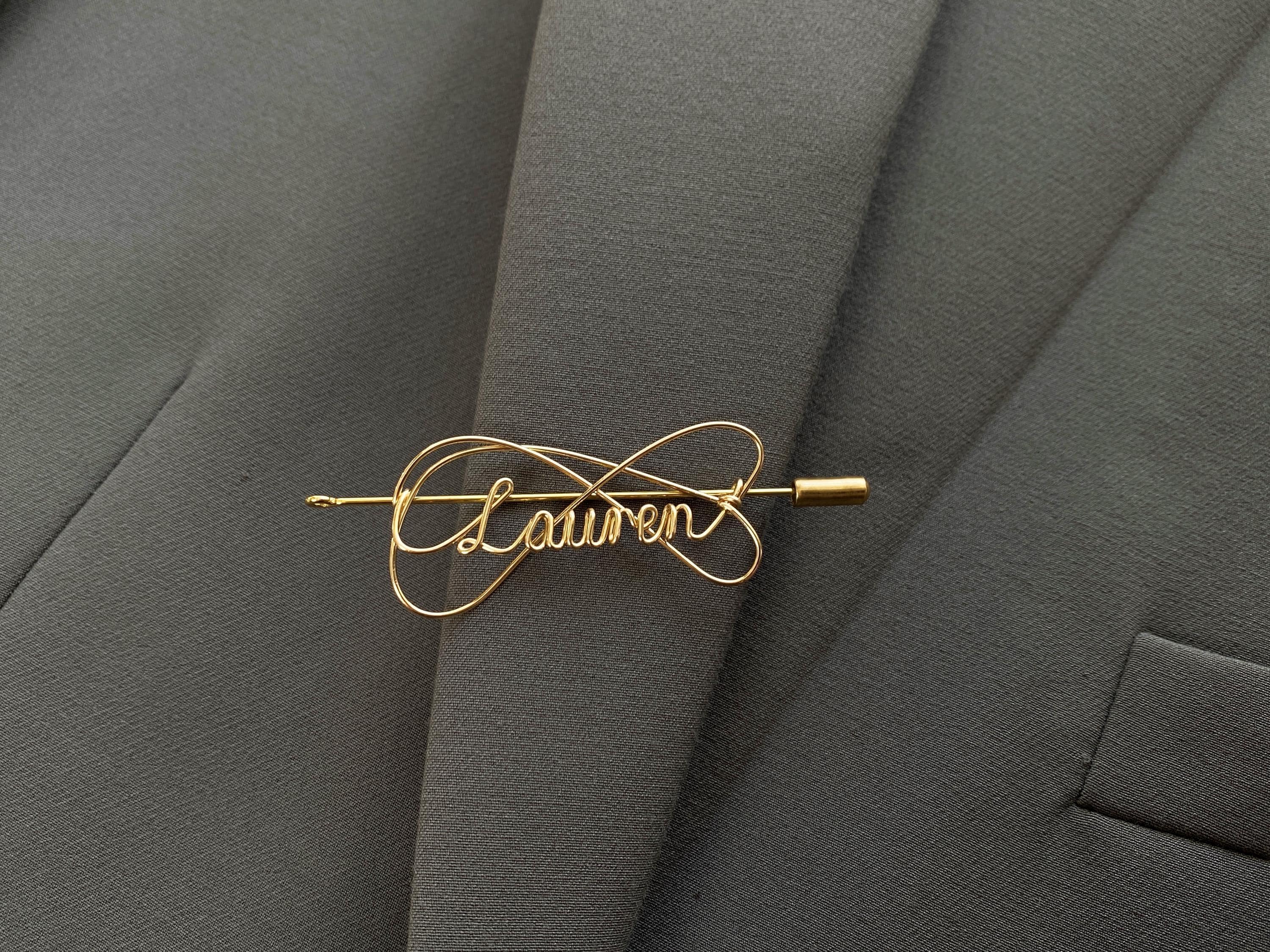 Personalized Gold Brooches, Custom Name Pins, Brooch for Special ...