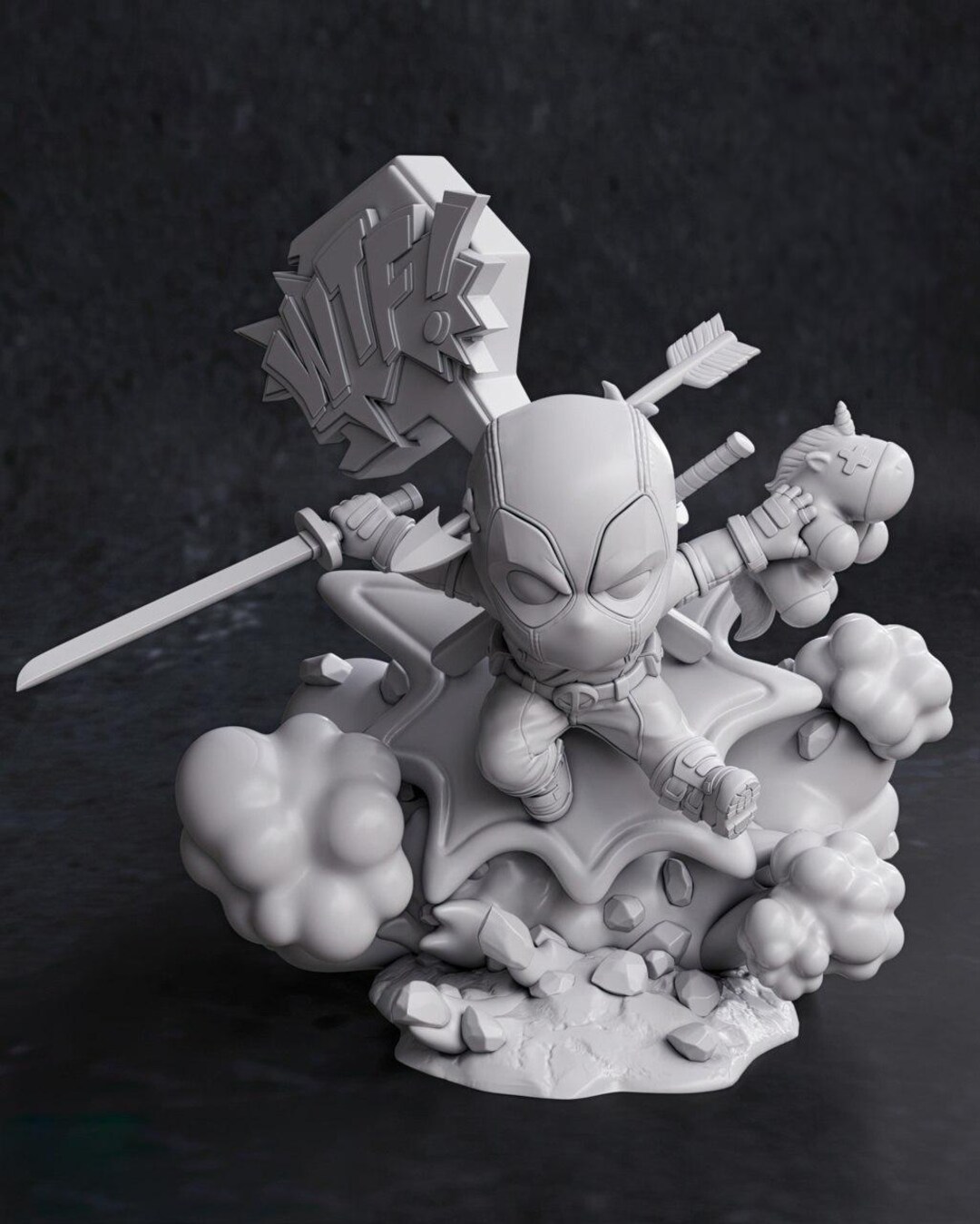 Cute Deadpool Diorama STL File 3D Printable Deadpool Model Marvel Fan ...