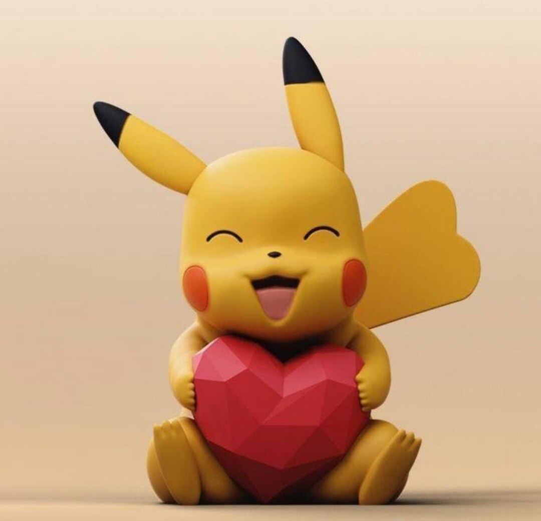 3D STL Pikachu Model Heart Hug Valentines Edition - Etsy