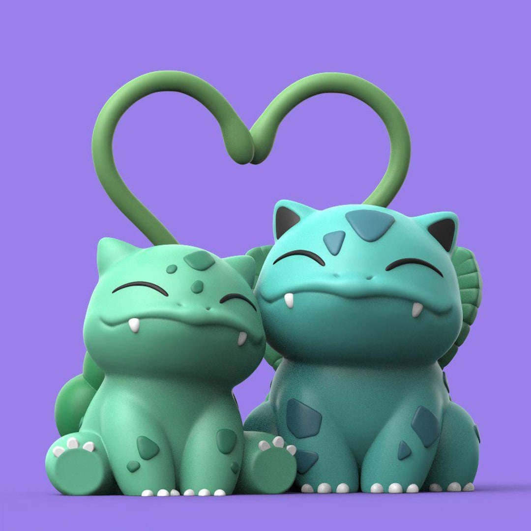 Bulbasaur Couple Valentine's Day 3D Model Heart-shaped Vine Connection ...